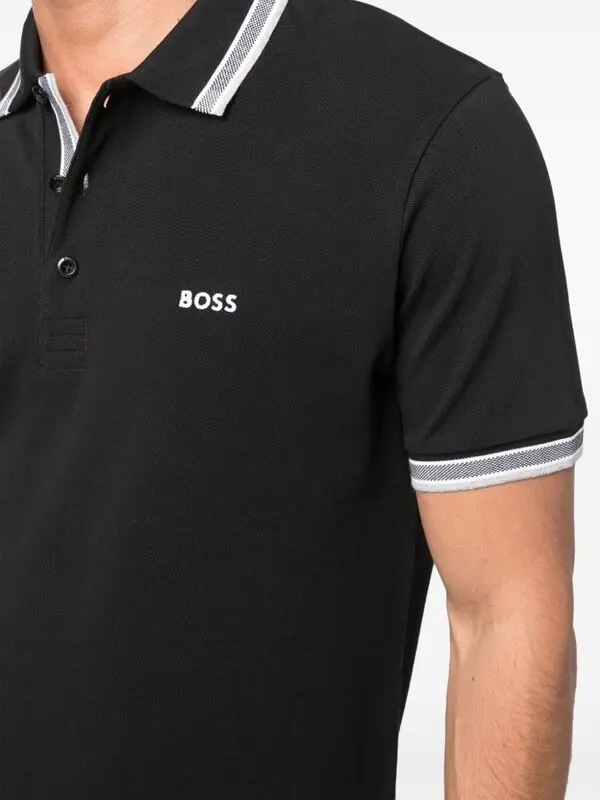 BOSS Embroidered-logo Cotton Polo Shirt - Black