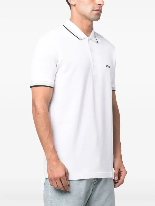 BOSS Embroidered Logo Polo Shirt - White