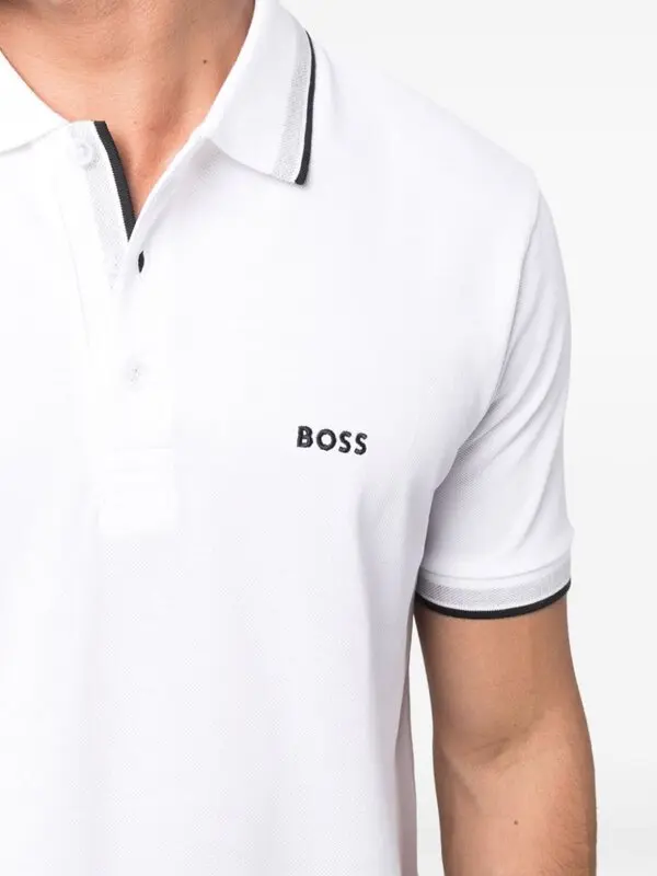 BOSS Embroidered Logo Polo Shirt - White