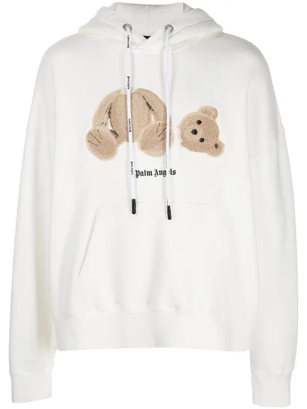 Palm Angels Bear-print Hoodie - White