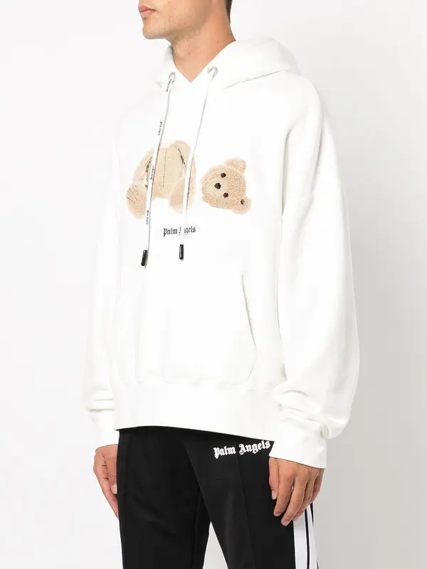 Palm Angels Bear-print Hoodie - White