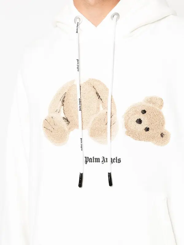 Palm Angels Bear-print Hoodie - White