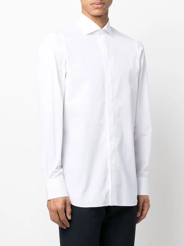 FINAMORE 1925 Long-sleeve Poplin Shirt - White
