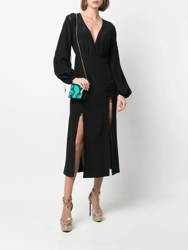 Roberto Cavalli Front-slit Silk Midi Dress