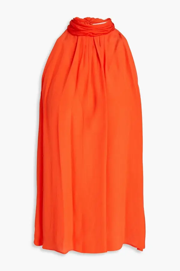 Diane Von Furstenberg Dove Crepon And Crepe De Chine Top - Orange
