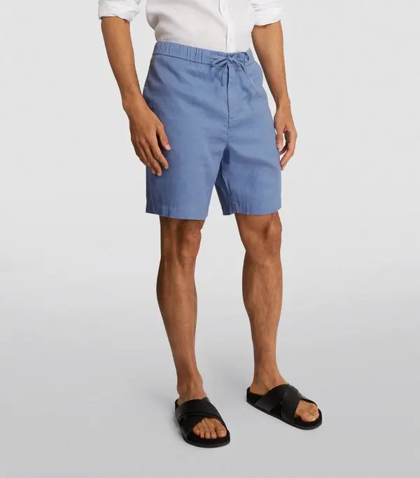 Frescobol Carioca Felipe Linen-cotton Shorts - Blue