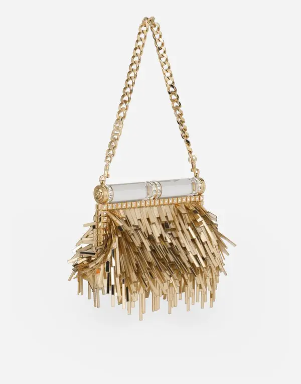 Dolce & Gabbana Nappa Leather Bag With Fringing - Gold