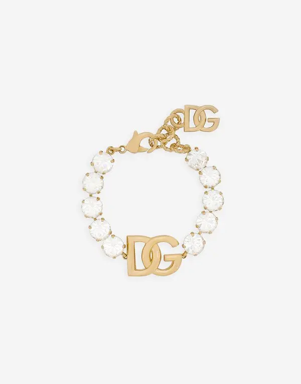 Dolce & Gabbana Rhinestone Bracelet With Logo - Gold