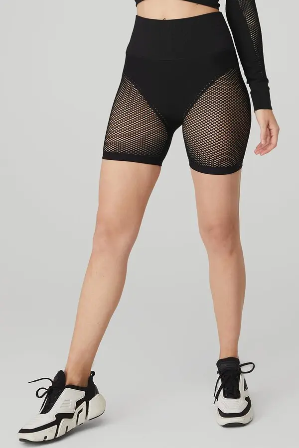 Alo Yoga Seamless High-Waist Limitless Open Air Short In Black