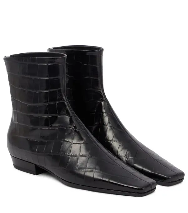 TOTEME Croc-effect Leather Ankle Boots