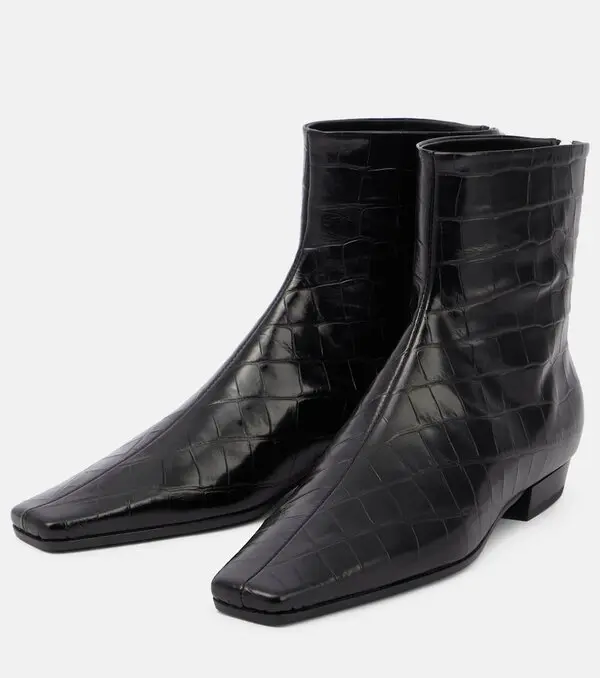 TOTEME Croc-effect Leather Ankle Boots