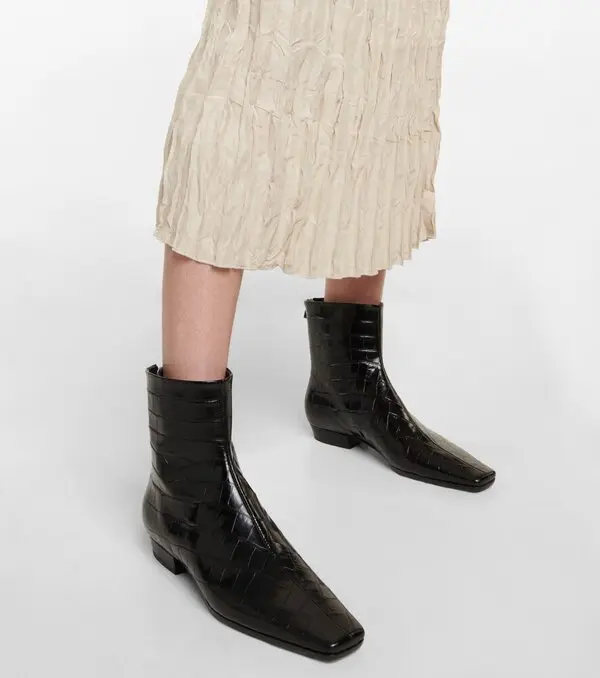 TOTEME Croc-effect Leather Ankle Boots