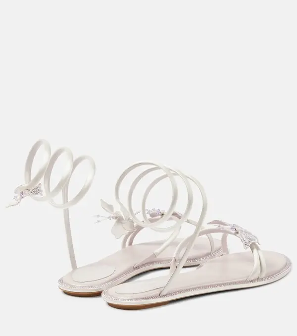 Rene Caovilla Cleo Embellished Satin Sandals - Pink
