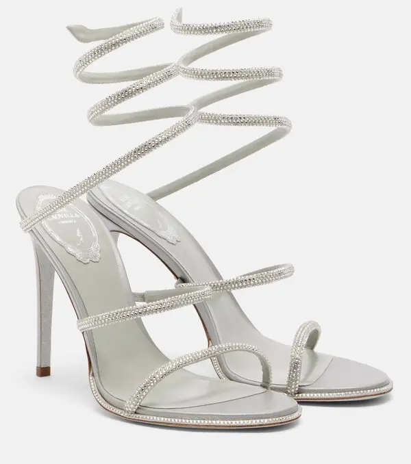 Rene Caovilla Cleo Embellished Spiral Sandals - Silver