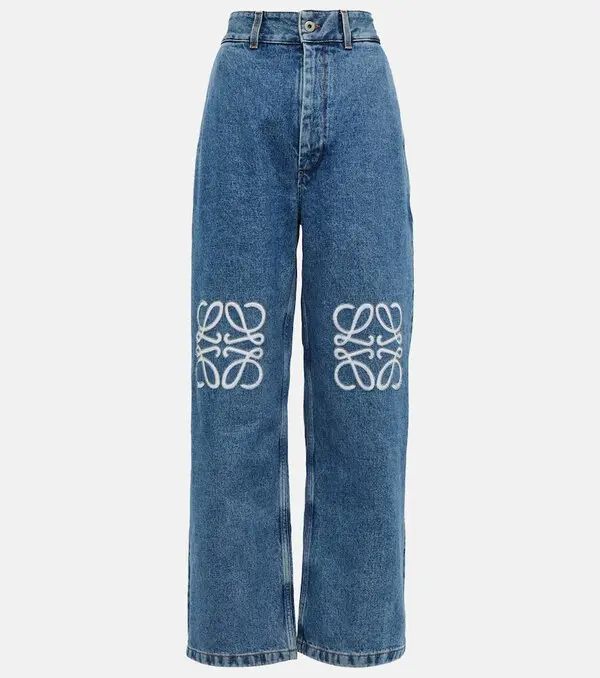 Loewe Anagram High-rise Wide-leg Jeans - Blue