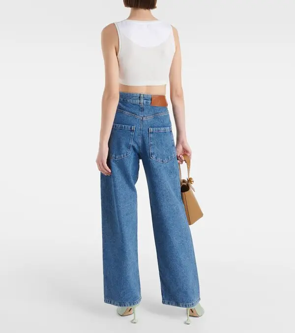 Loewe Anagram High-rise Wide-leg Jeans - Blue