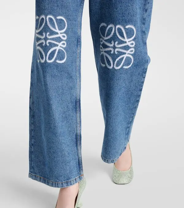 Loewe Anagram High-rise Wide-leg Jeans - Blue