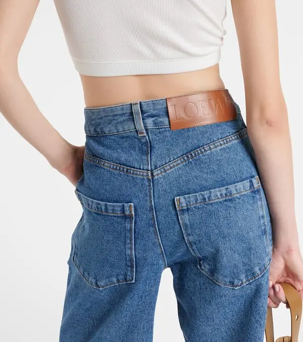 Loewe Anagram High-rise Wide-leg Jeans - Blue