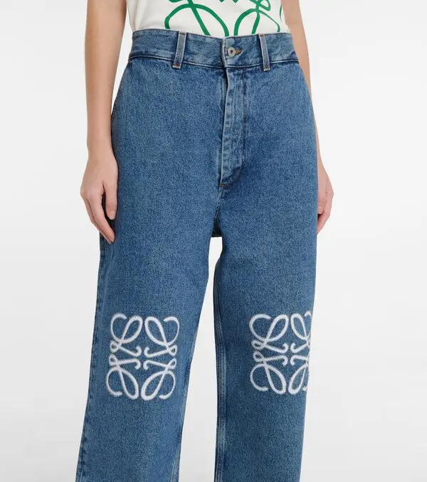 Loewe Anagram High-rise Wide-leg Jeans - Blue
