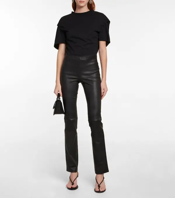 Stouls Cropped Leather Trousers - Black