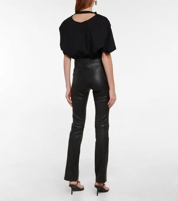 Stouls Cropped Leather Trousers - Black