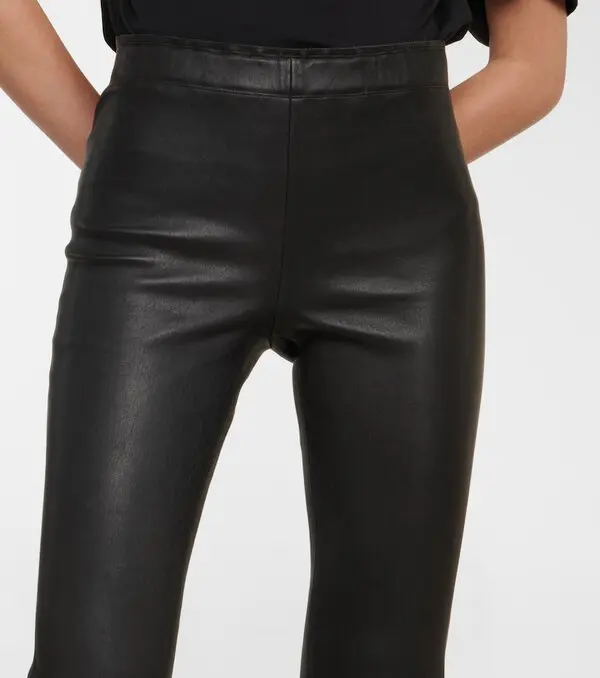 Stouls Cropped Leather Trousers - Black
