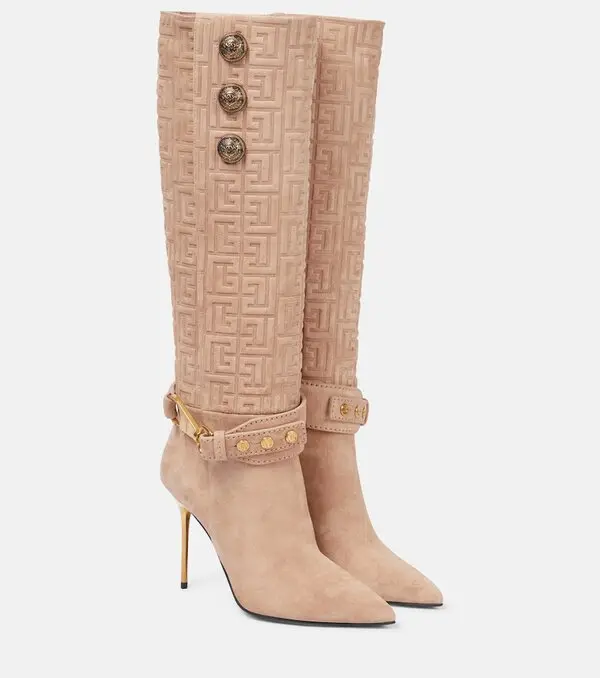 Balmain Robin Suede Knee-high Boots