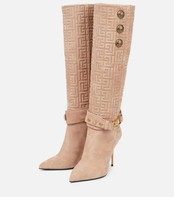 Balmain Robin Suede Knee-high Boots