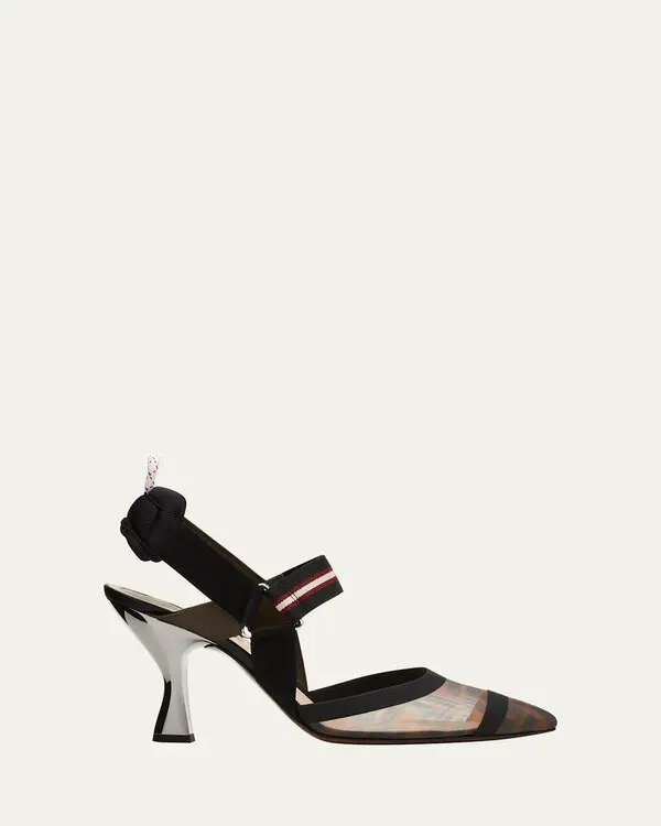 Fendi Colibri Slingback Mesh Pumps - Black