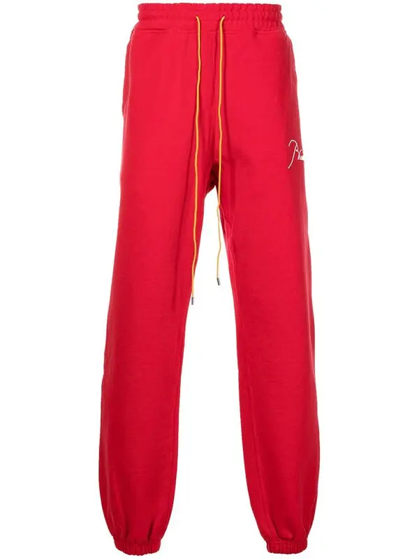 Rhude Embroidered-logo Tapered Joggers - Red