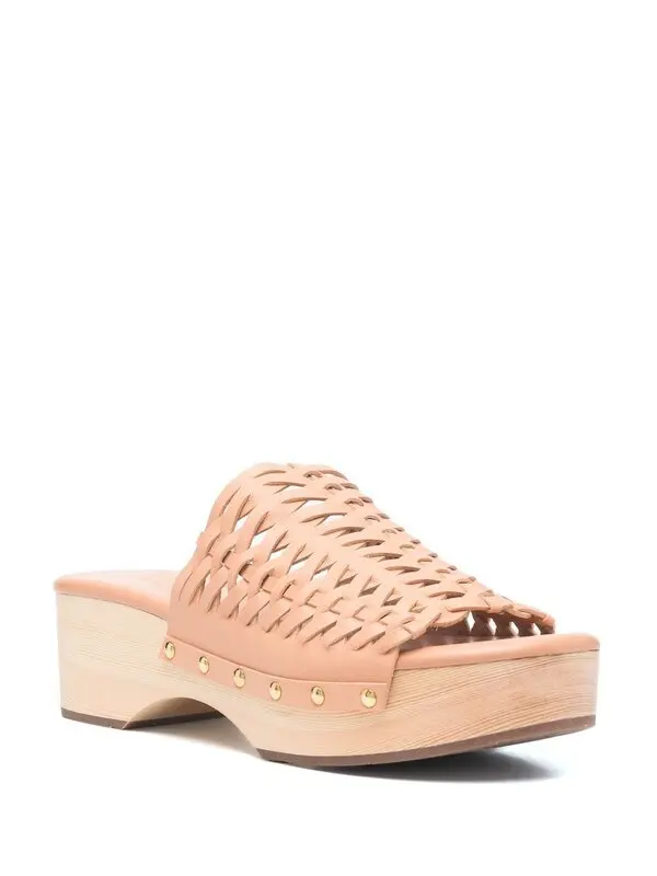 ANCIENT GREEK SANDALS Woven Leather Clogs - Neutrals