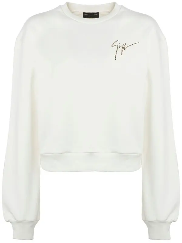 GIUSEPPE ZANOTTI Sauvanne Crystal-logo Sweatshirt - White