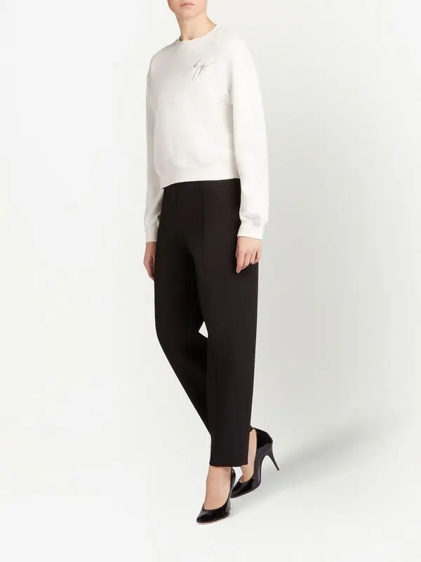 GIUSEPPE ZANOTTI Sauvanne Crystal-logo Sweatshirt - White