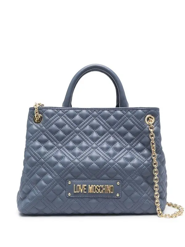 Moschino Quilted Logo-lettering Bag - Blue