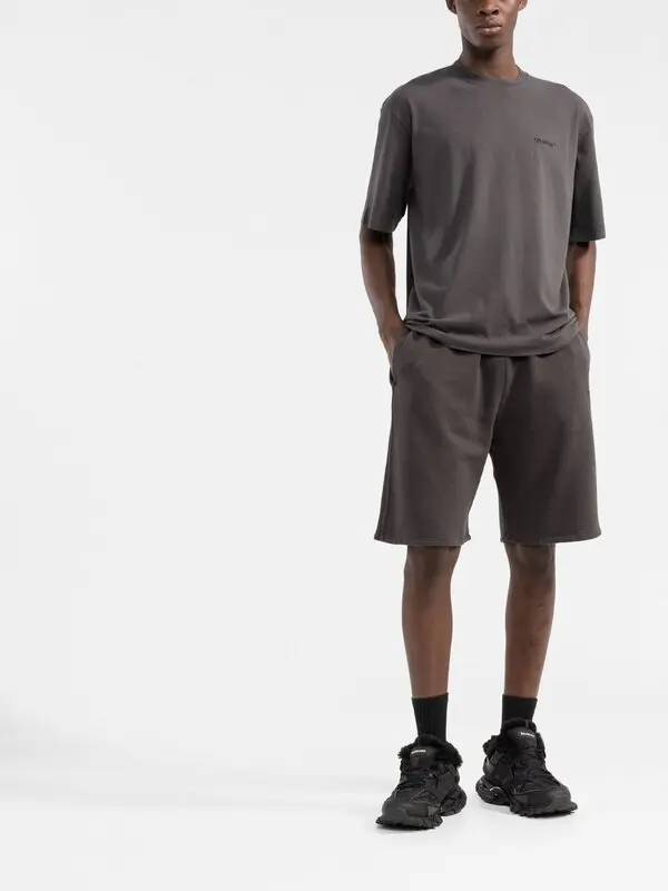 Off-White Diag-stripe Cotton Shorts - Grey