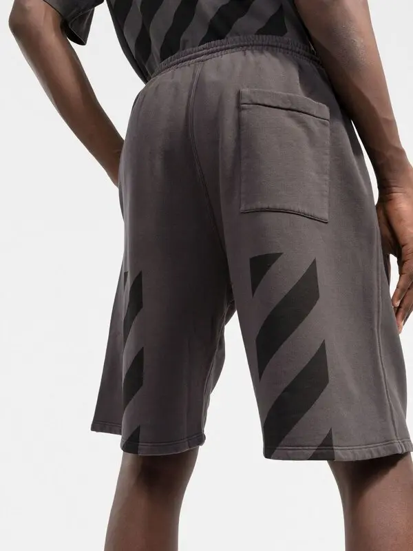 Off-White Diag-stripe Cotton Shorts - Grey