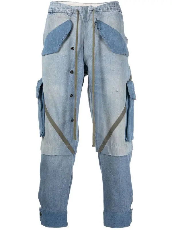 GREG LAUREN Panelled Tapered Jeans