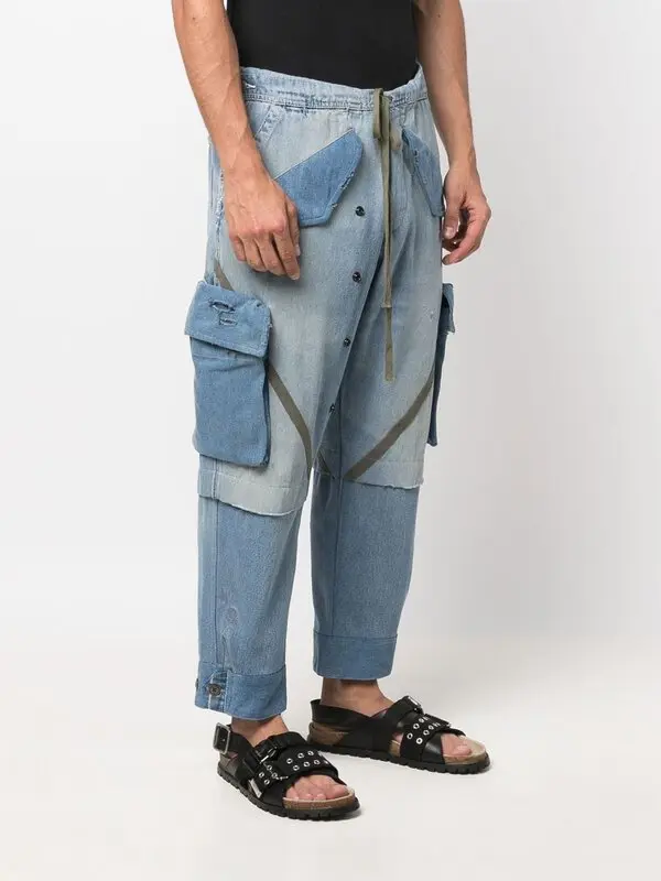 GREG LAUREN Panelled Tapered Jeans