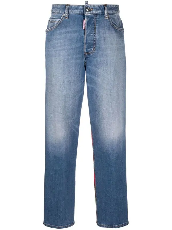 Dsquared2 Contrast Panel Straight-leg Jeans
