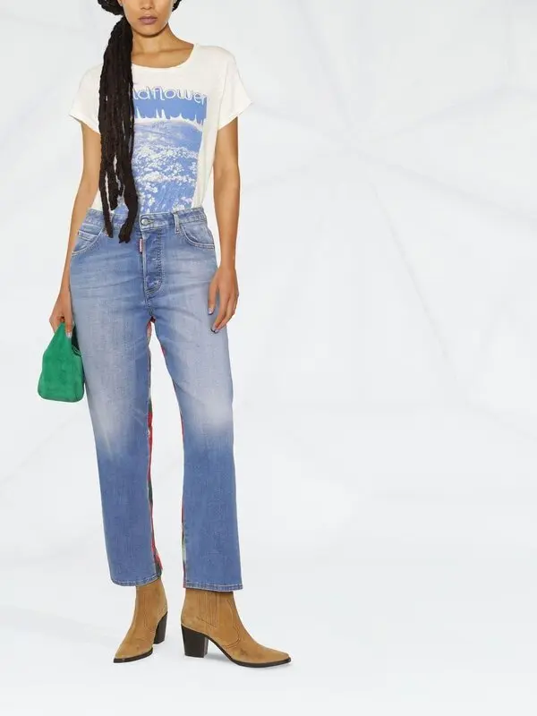 Dsquared2 Contrast Panel Straight-leg Jeans