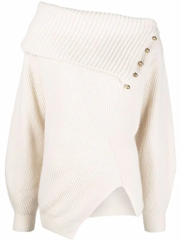 Stella McCartney Asymmetric Button-embellished Jumper - White
