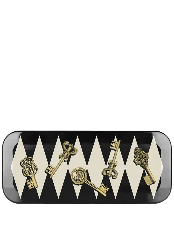 FORNASETTI Chiavi Gold And Rombi Tray - Black