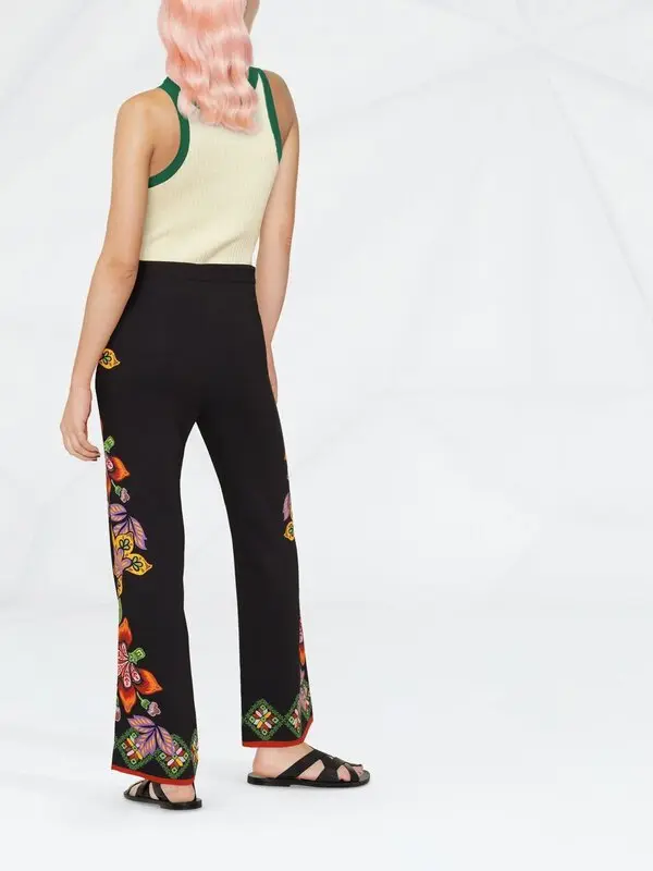 La DoubleJ Floral-print Trousers - Black