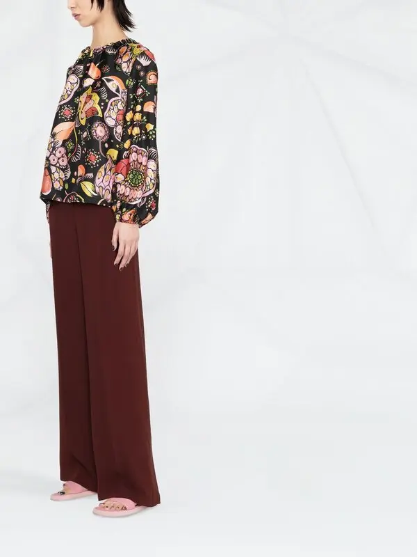 La DoubleJ Floral Print Silk Blouse - Black