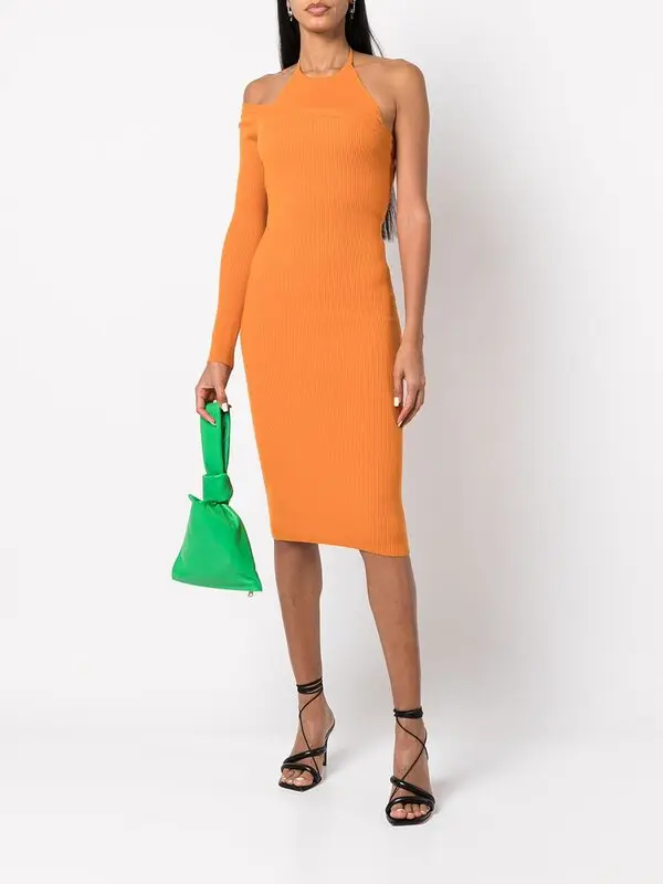 Monse Asymmetric Knitted Midi Dress - Orange