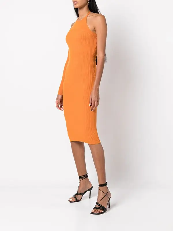 Monse Asymmetric Knitted Midi Dress - Orange