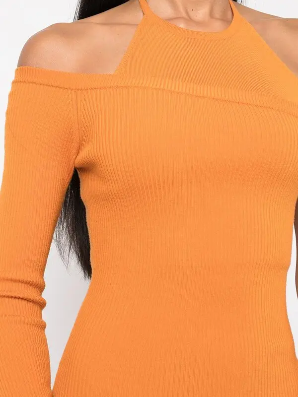 Monse Asymmetric Knitted Midi Dress - Orange