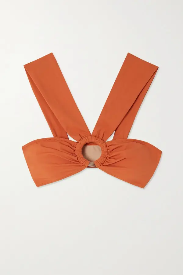 Evarae Net Sustain Sia Cutout Embellished Stretch-econyl Halterneck Bikini Top