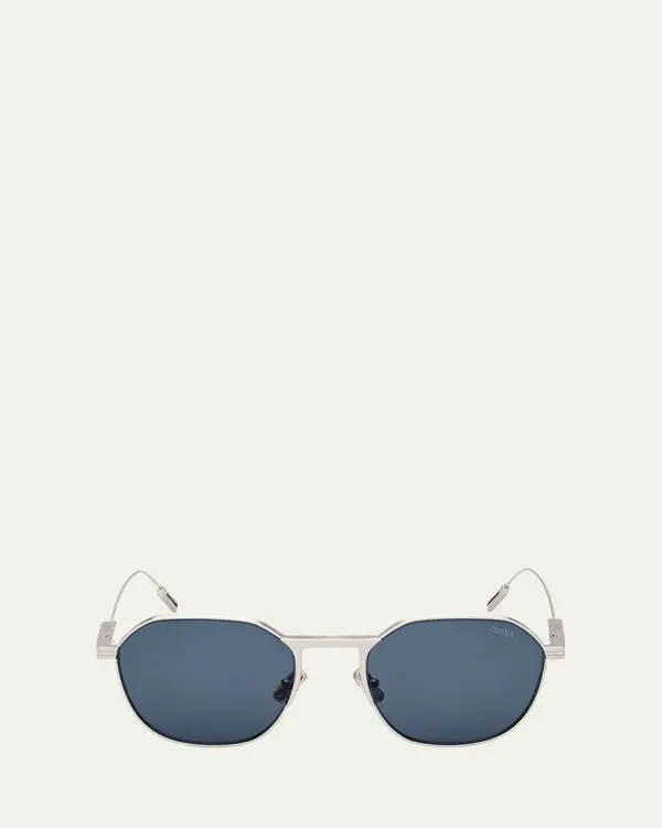 Zegna Metal Round Frame Sunglasses - Grey