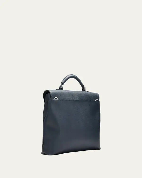 VALEXTRA Avietta Pebble Leather Briefcase - Blu Bb